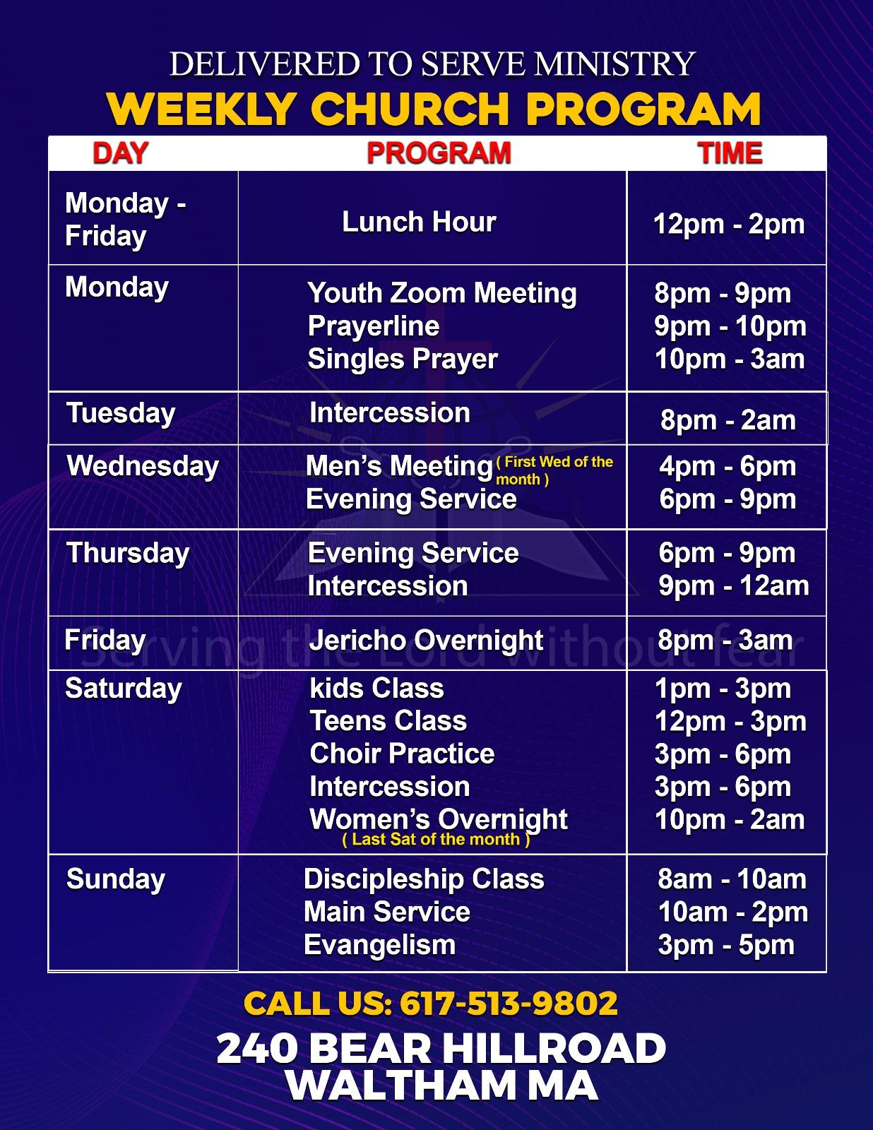 Church Program – Delivered To Serve Ministries